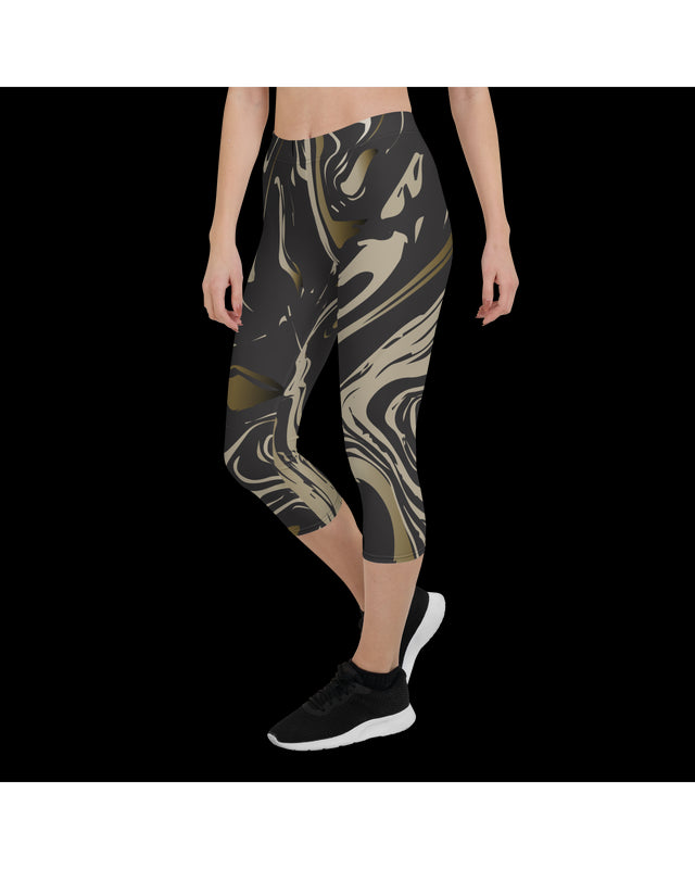 Black and Gold Marble Capris