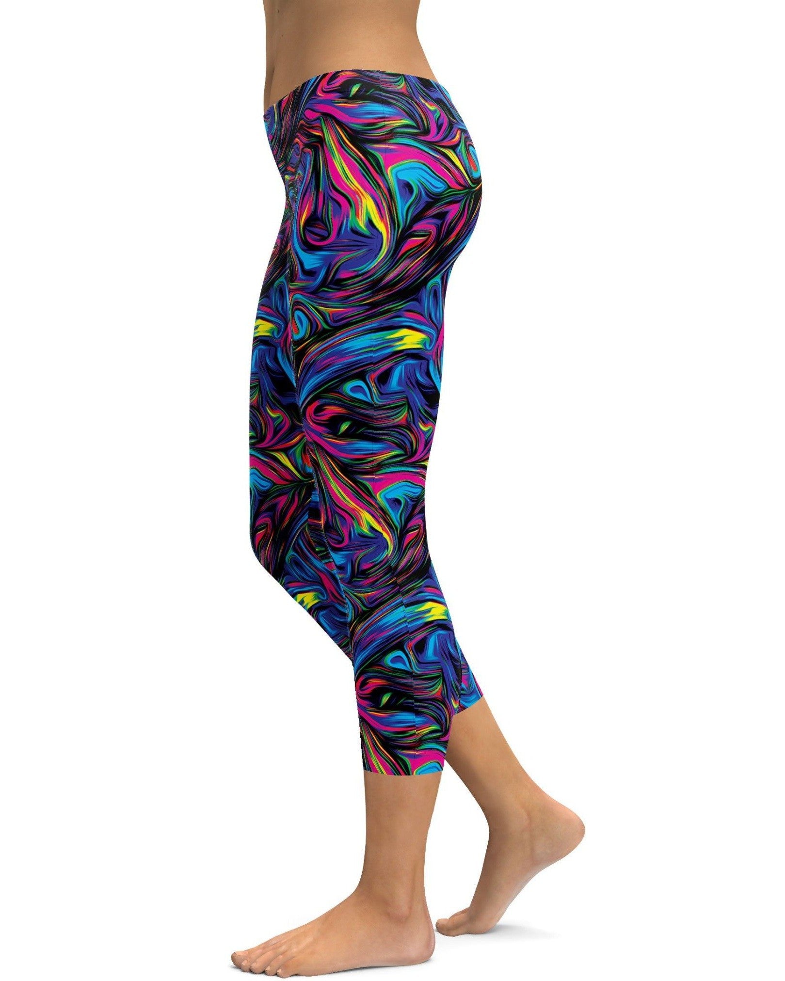 Psychedelic Neon Paint Capris | Women's Capris | GearBunch