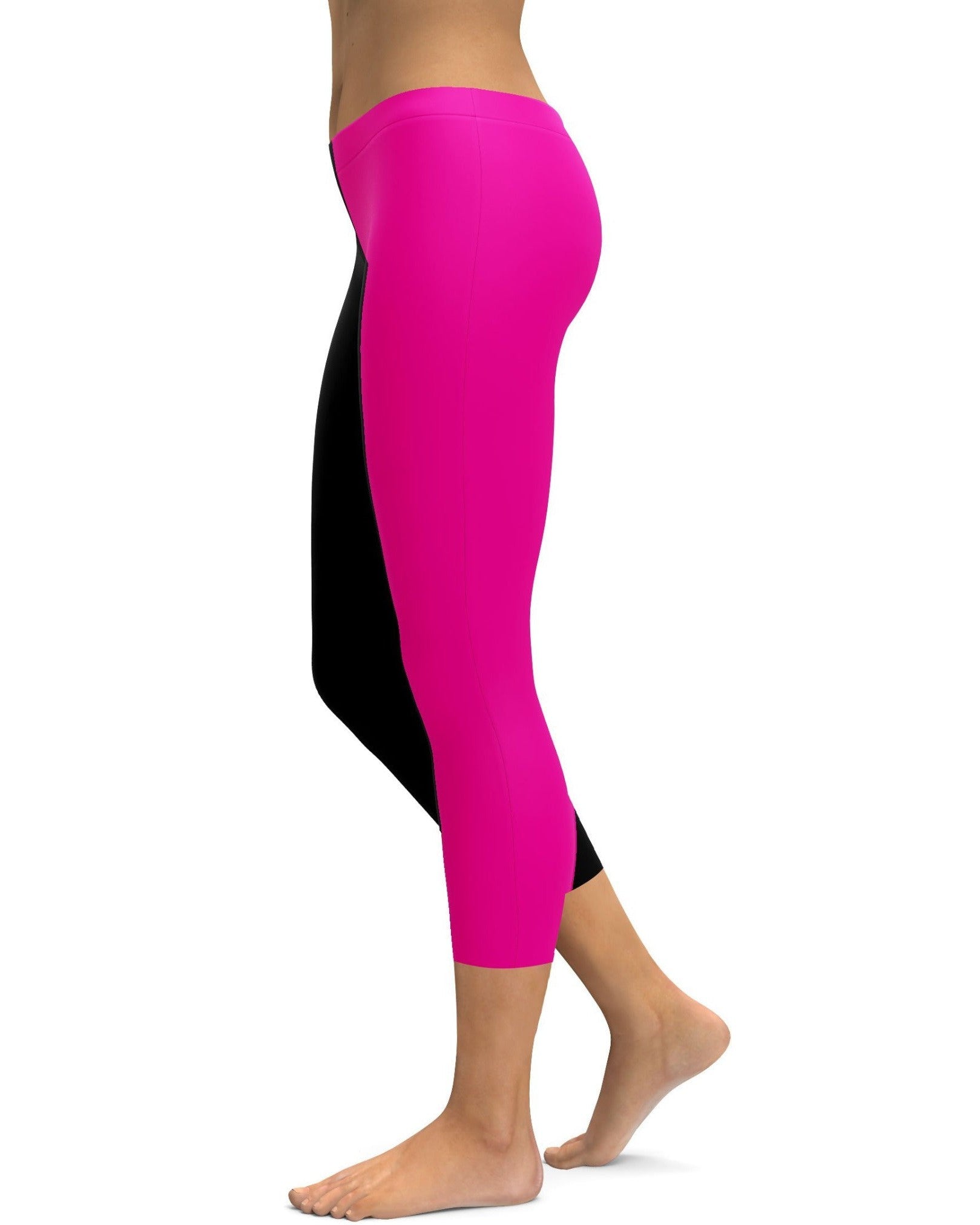 Two Tone Pink & Black Capris | Women's Capris | GearBunch