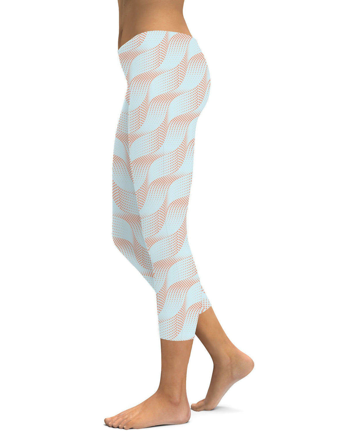 Light Blue & Apricot Wave Capris | Women's Capris | GearBunch