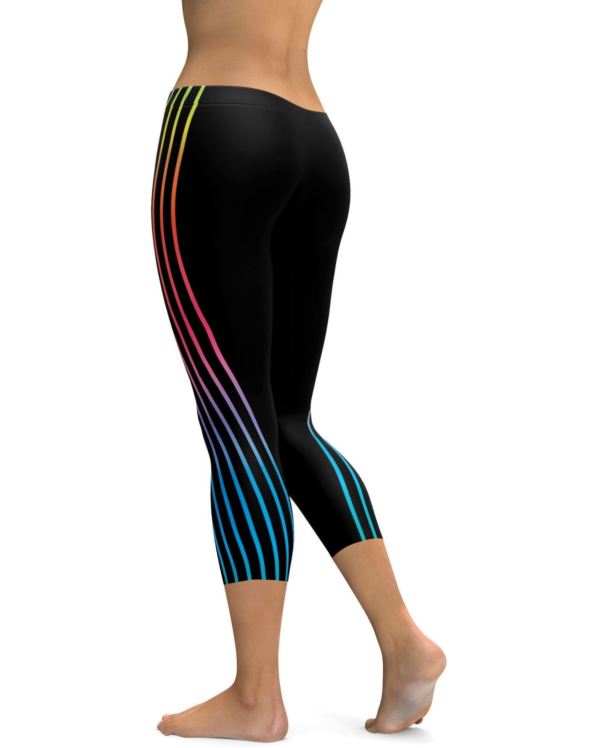 Vertical Neon Stripes Capris | Women's Capris | GearBunch