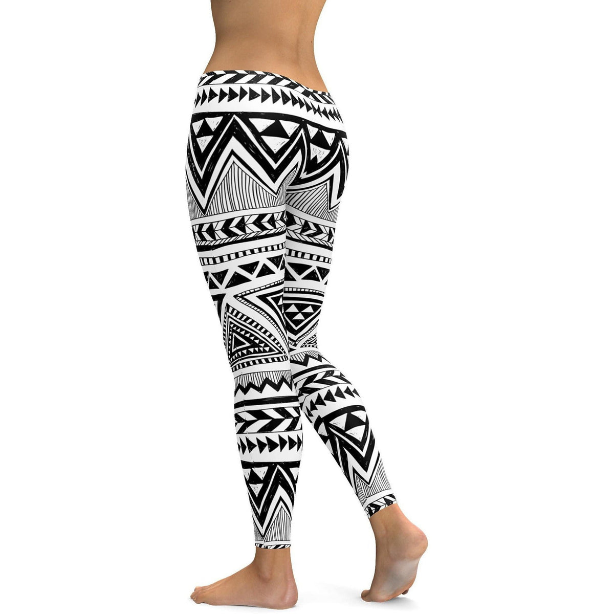 Womens Workout Yoga Aztec Pattern Leggings Black/White | Gearbunch.com – GearBunch