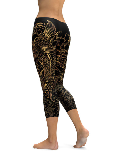 Golden Oriental Koi Fish Capris