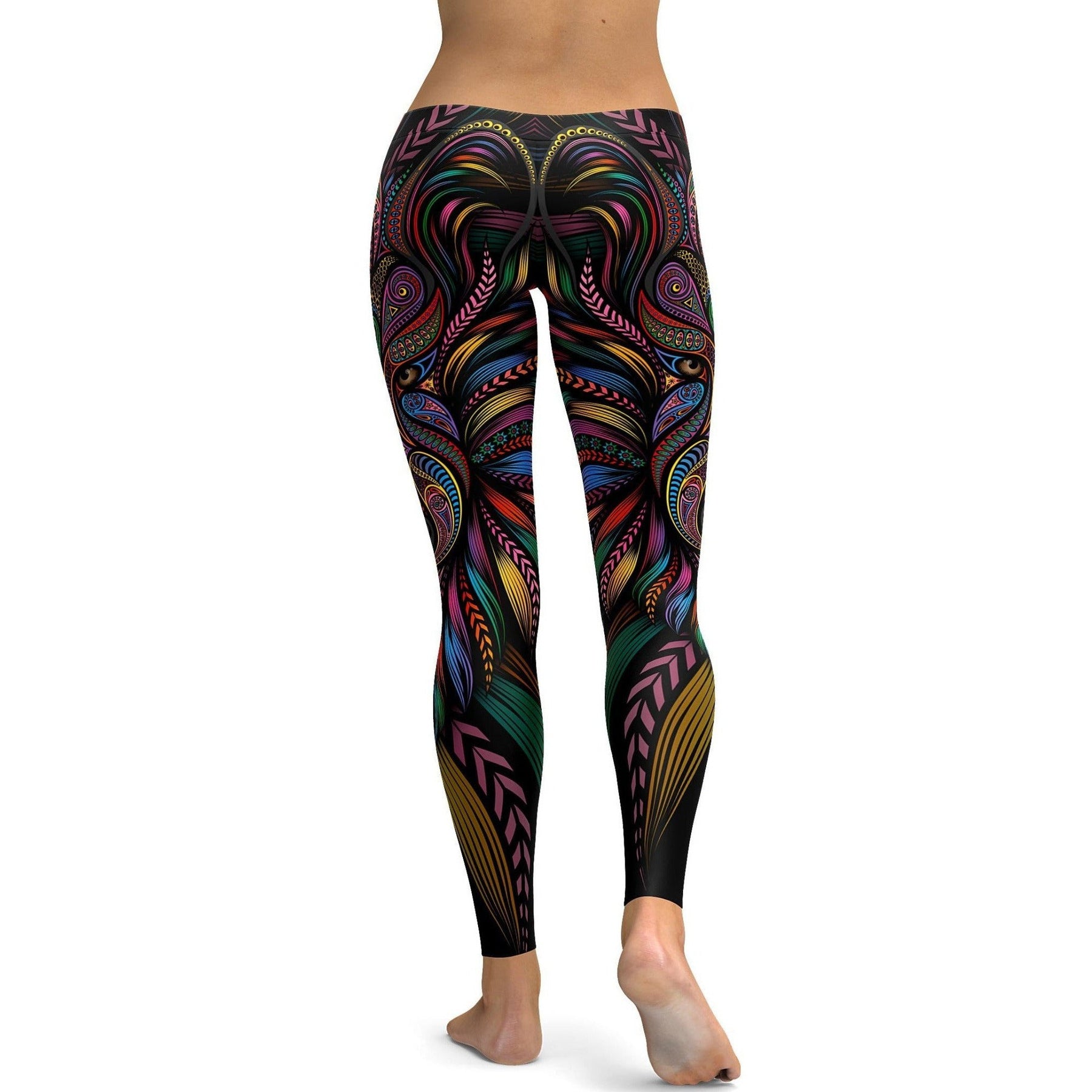 Womens Workout Yoga Colorful Wolf Leggings Black/Blue/Yellow/Purple ...
