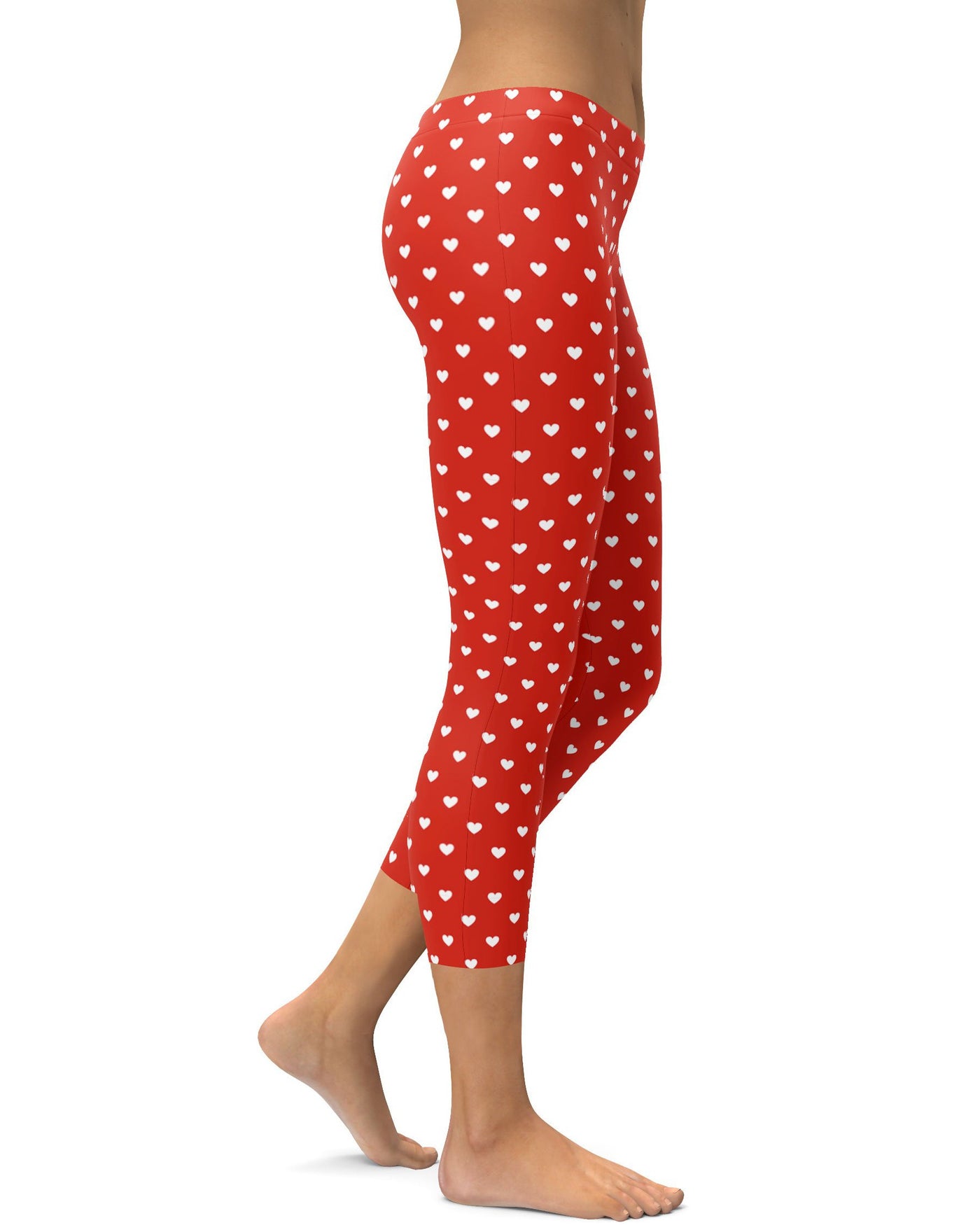 White Mini Hearts Red Capris – GearBunch