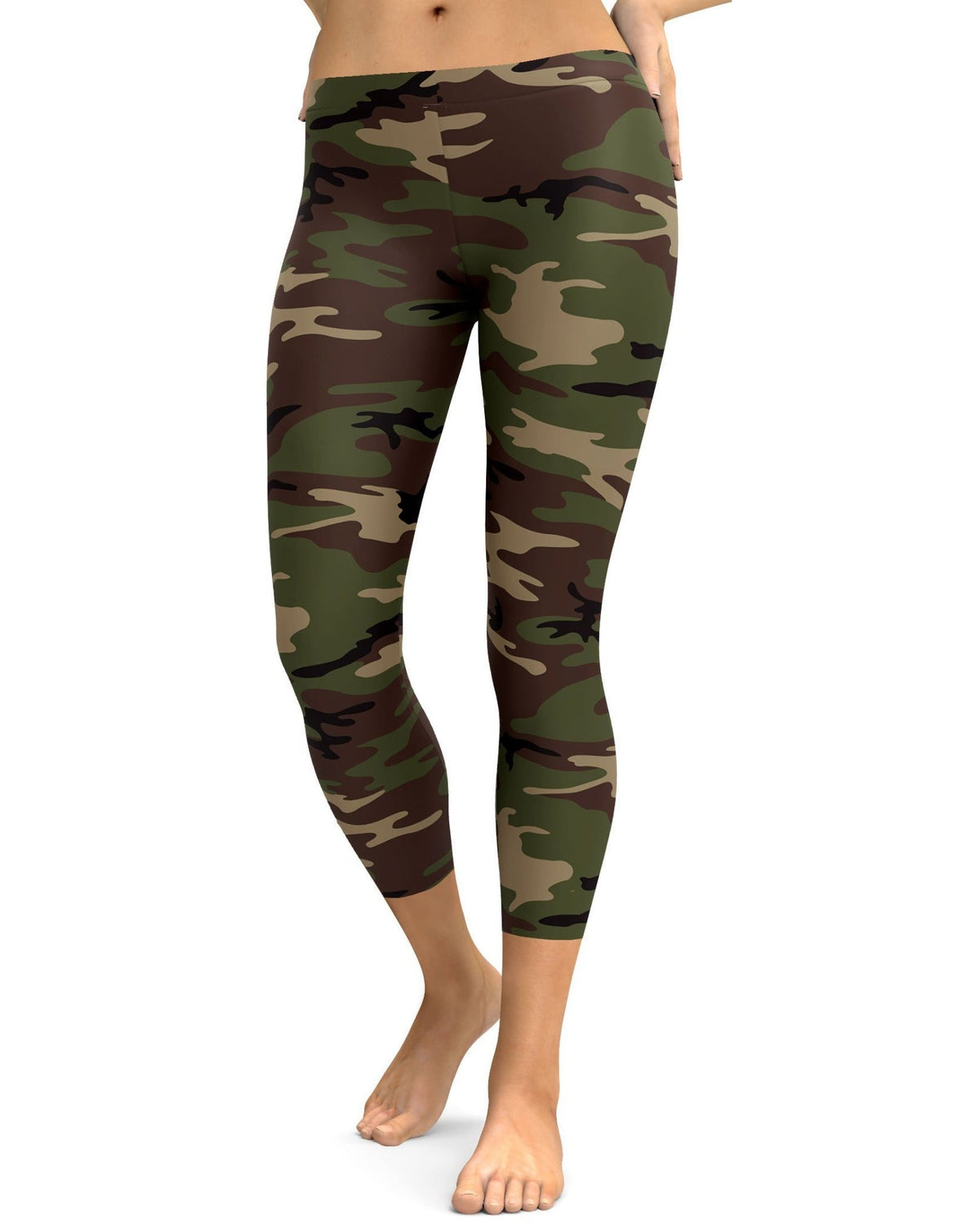 Womens Fashion Army Style Camo Capris Green/Brown | Gearbunch.com ...