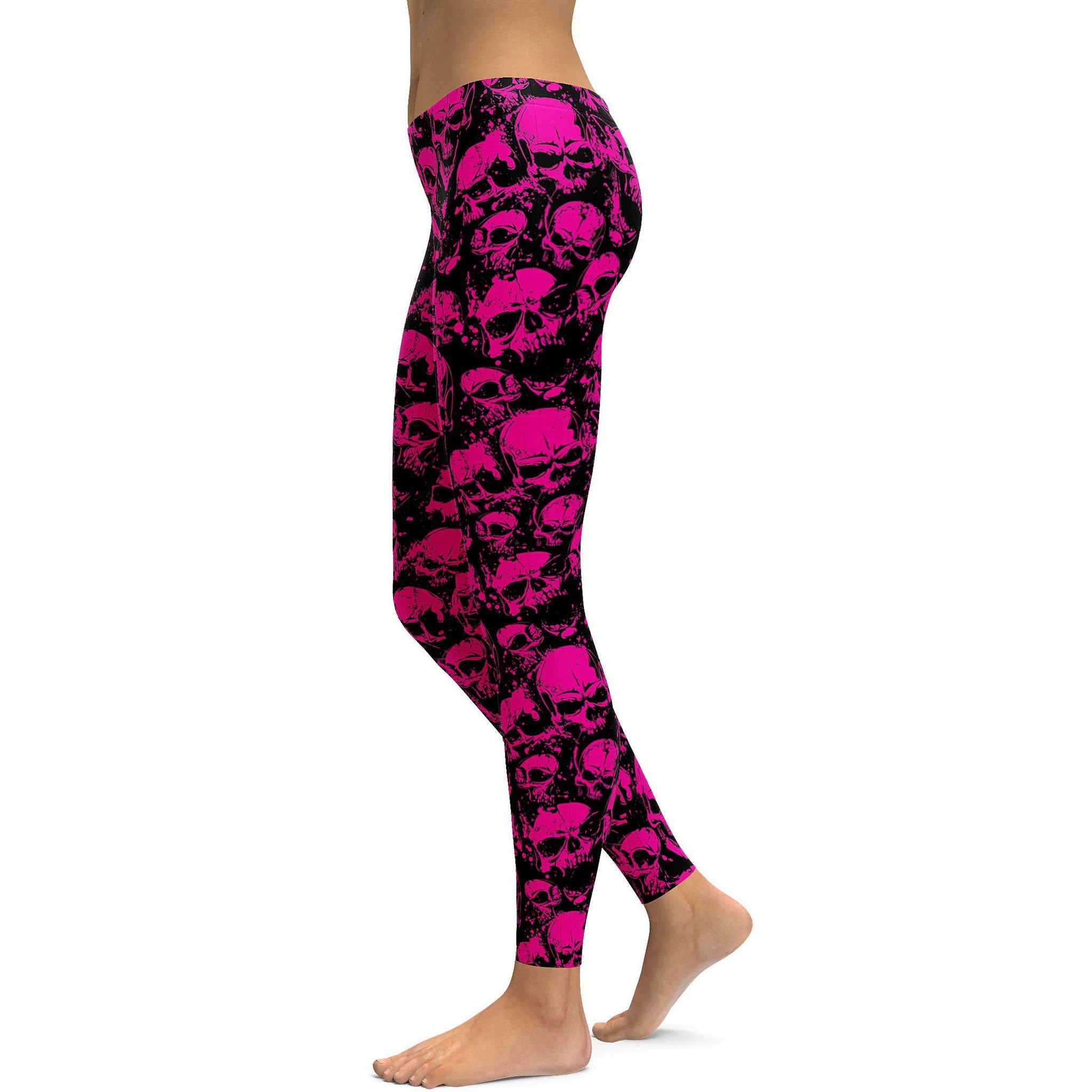 Fluro Pink Skull Leggings – GearBunch